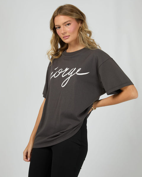 Jorge Script Tee - Washed Black – Husk Him Her
